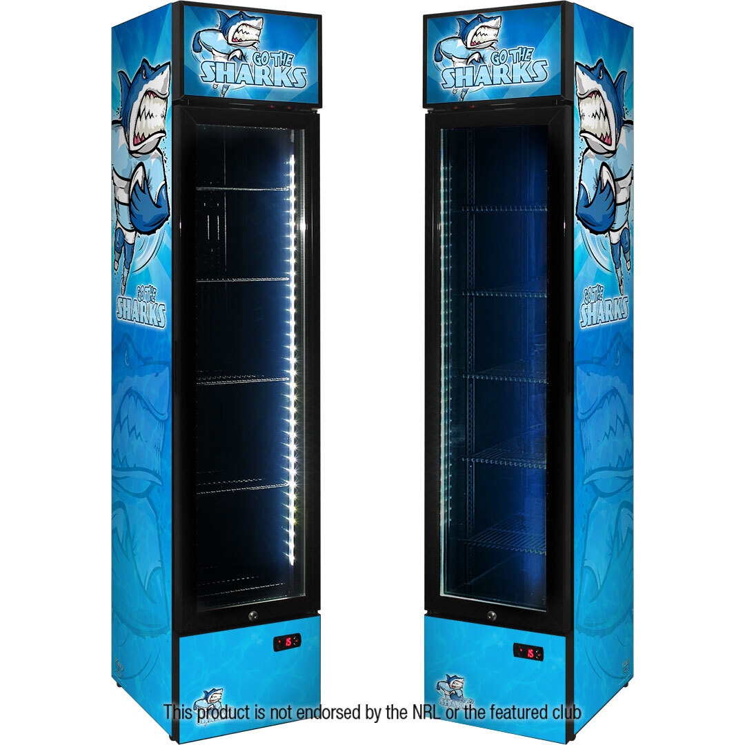 Sharks Branded Skinny Upright Bar Fridge - Schmick